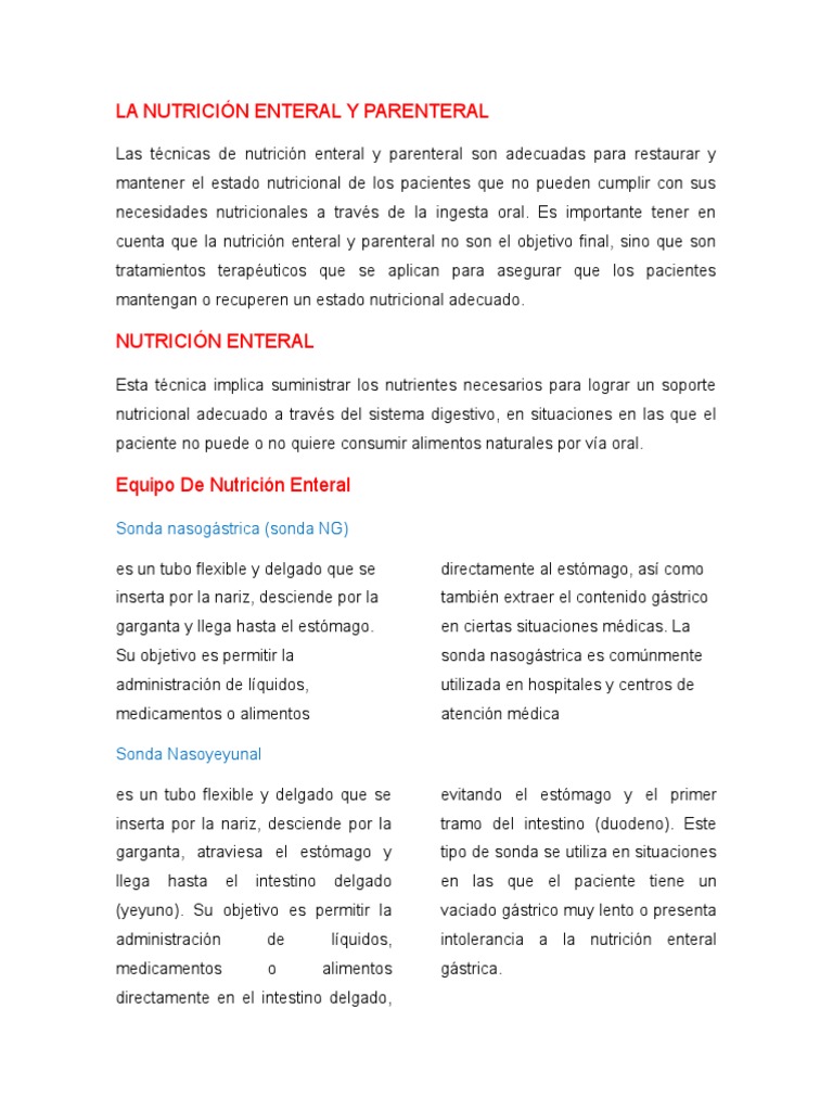 La Nutrición Enteral y Parenteral | PDF | Terapia intravenosa | Medicina La Nutrición Enteral y Parenteral | PDF | Terapia intravenosa | Medicina