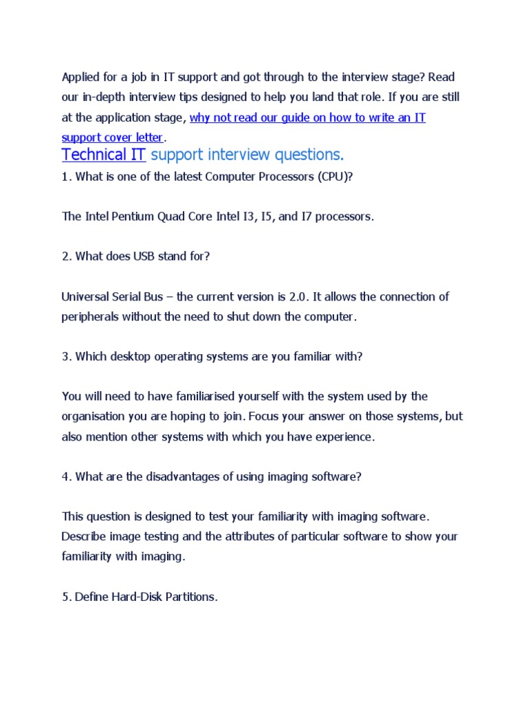 IT Support Interview Tips and Questions | PDF | Computer Network | Port ...