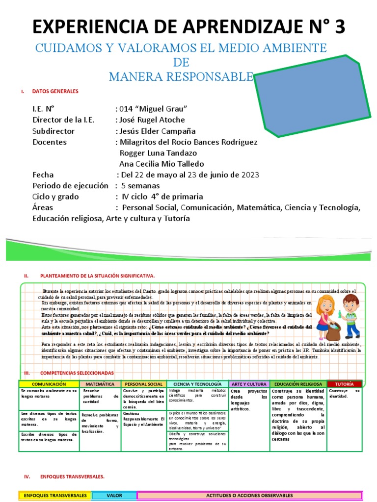 4to EXPERIENCIA DE APRENDIZAJE #3 - ROGGER | PDF | Aprendizaje | Entorno natural