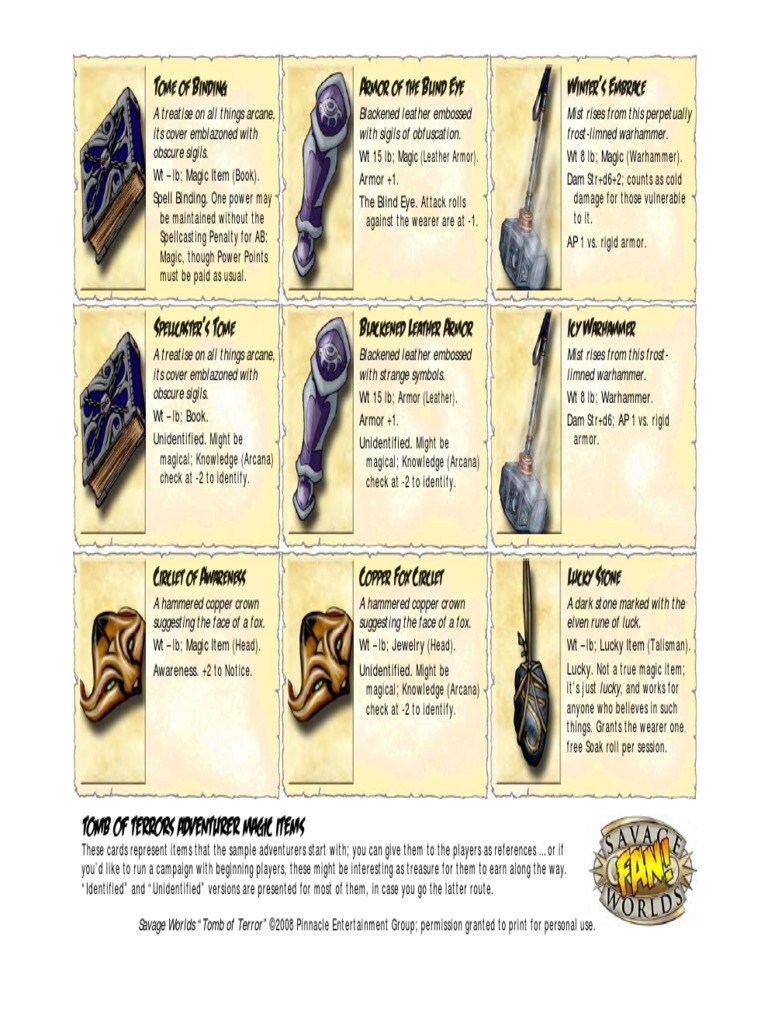 TOT Treasure Cards | PDF