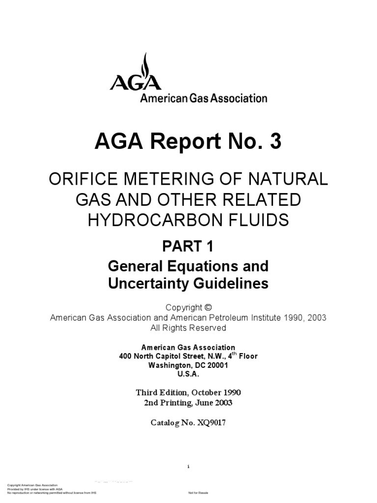 Aga Report No 3 Part 1 Orifice Metering | PDF | Copyright | Patent