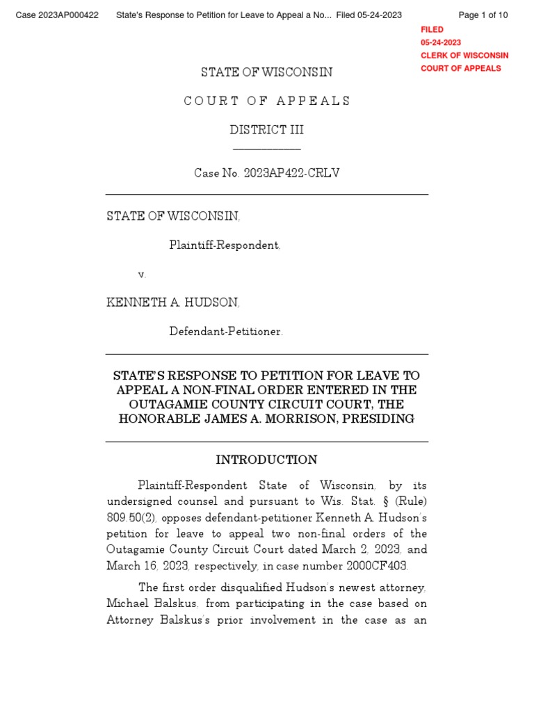 Court of Appeals Response | PDF | Interlocutory Appeal | Judicial ...