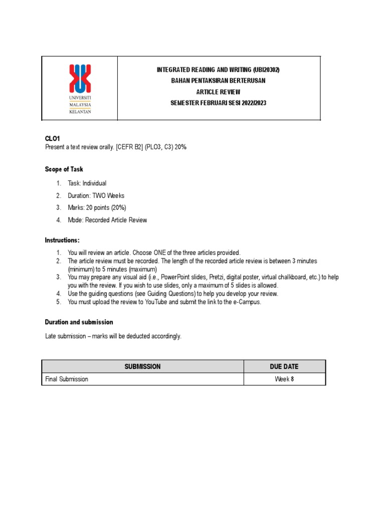 Article Review Question Sem Feb 202223 | PDF