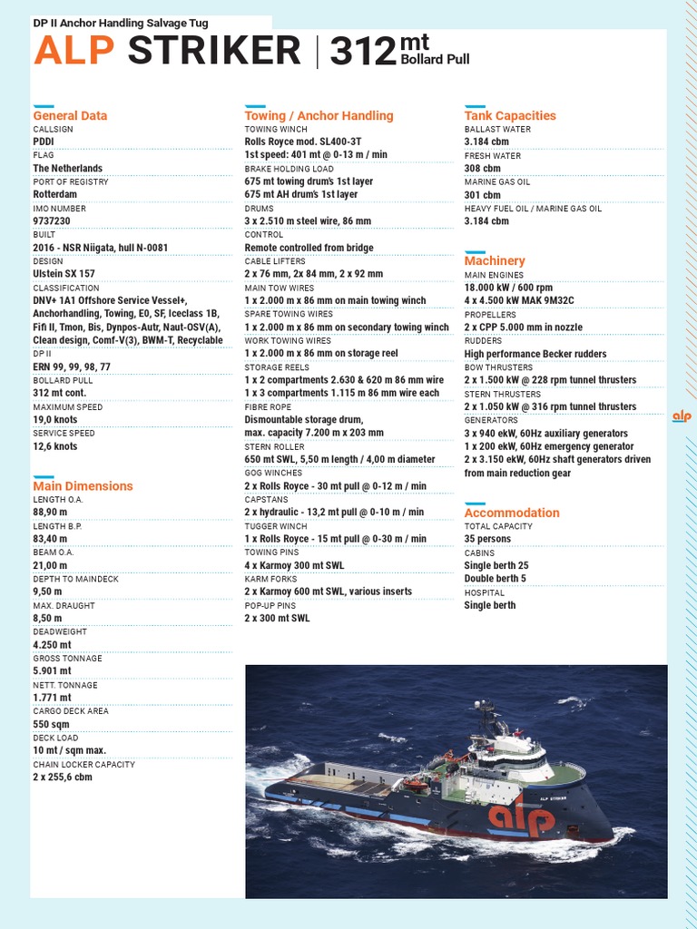ALP Striker Specifications - Portrait | PDF | Tugboat | Water Transport