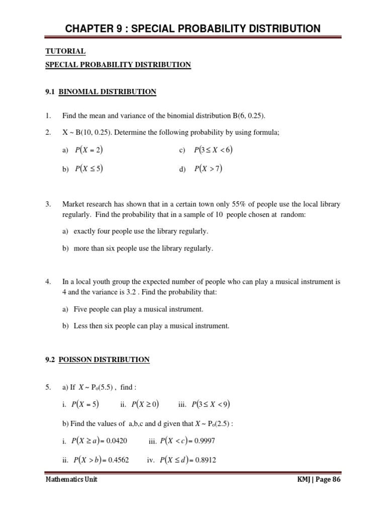 CH9 SPECIAL PROBABILITY DISTRIBUTION | PDF | Normal Distribution ...