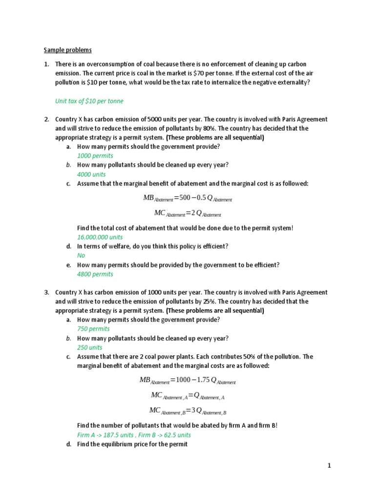 Sample Problems Envener | PDF | Pollution | Externality