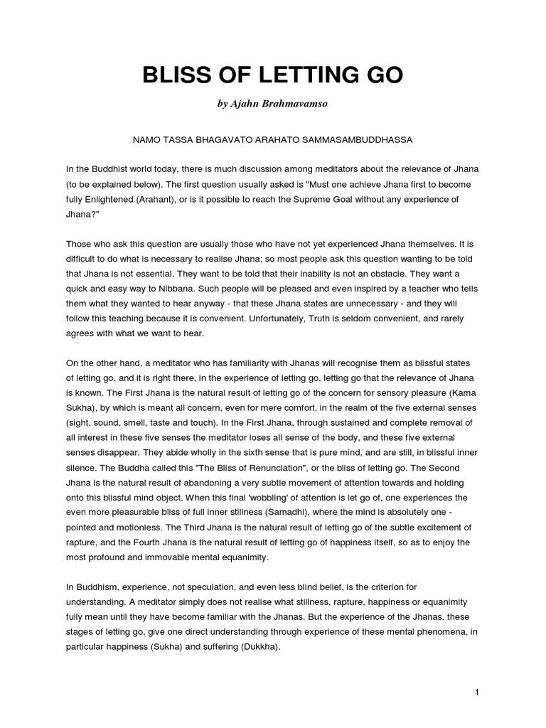 Ajahn Brahmavamso Bliss Of Letting Go 2 Pdf Enlightenment In