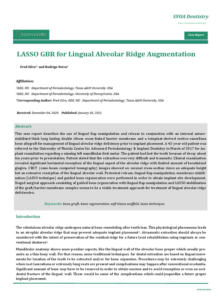 LASSO GBR For Lingual Alveolar Ridge Aug | PDF | Dental Implant ...