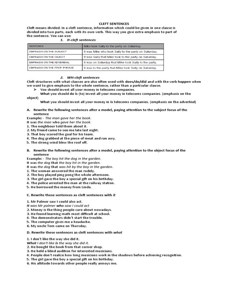 Cleft Sentences | PDF