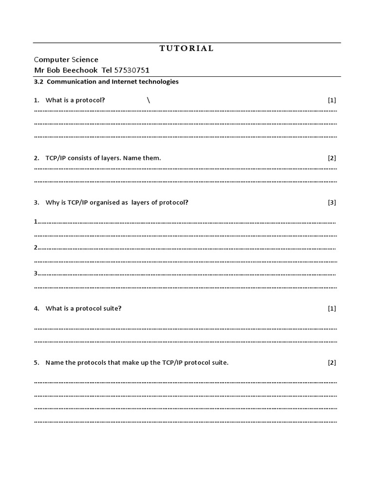 Tutorial On CommuniCationsnsn | PDF | Internet Protocol Suite | Data ...