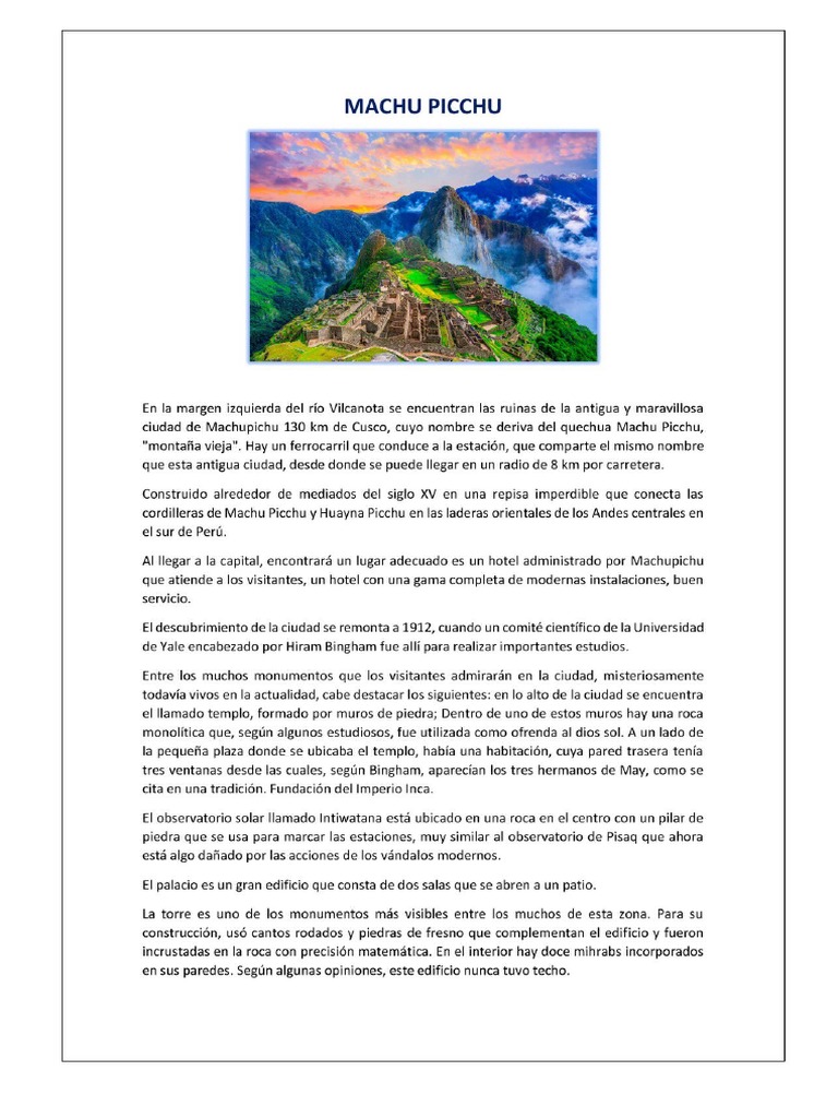 Machu Picchu | PDF