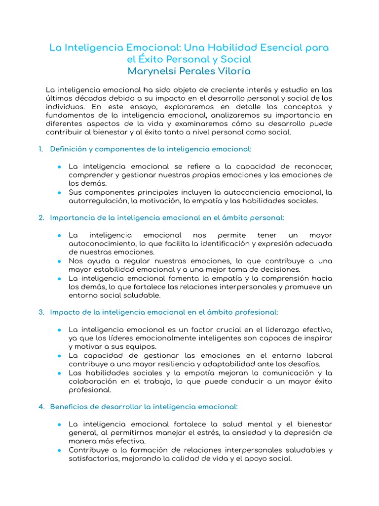 La Inteligencia Emocional Una Habilidad Esencial Para El éxito