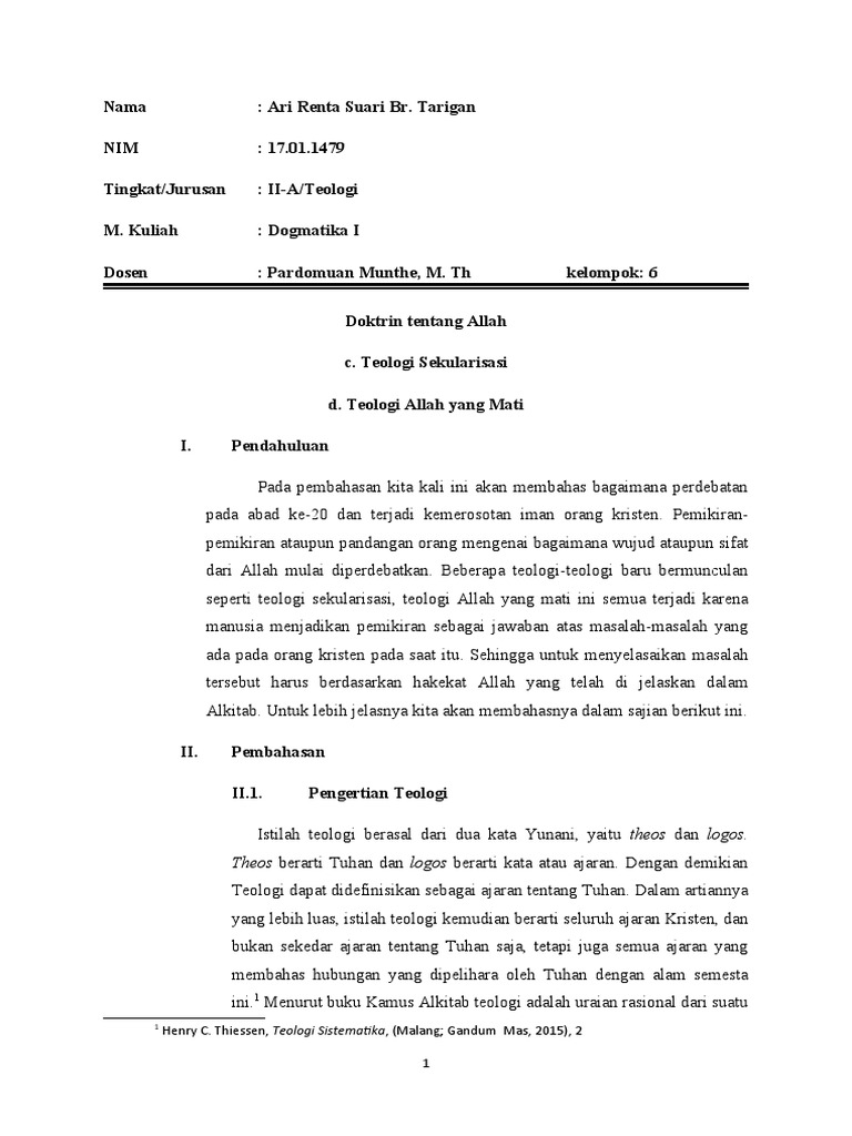 Teolog Sekularisasi | PDF