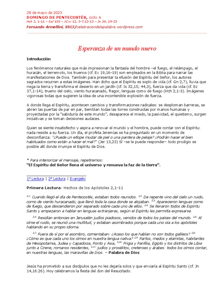 05 ESPERANZA DE UN MUNDO NUEVO - Fernando Armellini, SSCJ | PDF ...