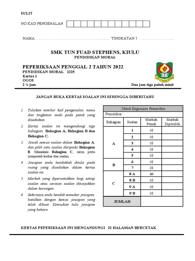 Pendidikan - Moral - Soalan - Percubaan - Pendidikan 1 Moral - SPM ...