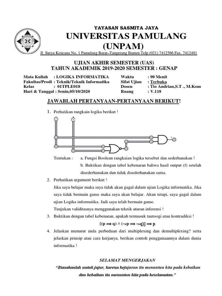 Soal Uas - Logika Informatika - 01tple | PDF