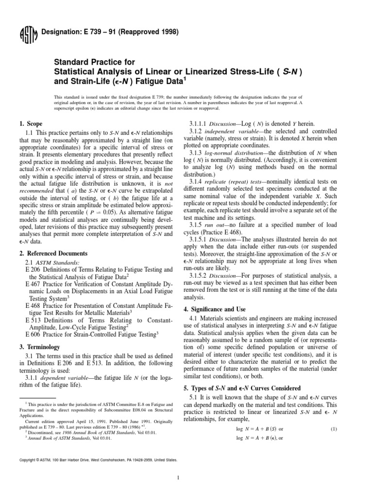 Astm E739 | PDF | Fatigue (Material) | Confidence Interval