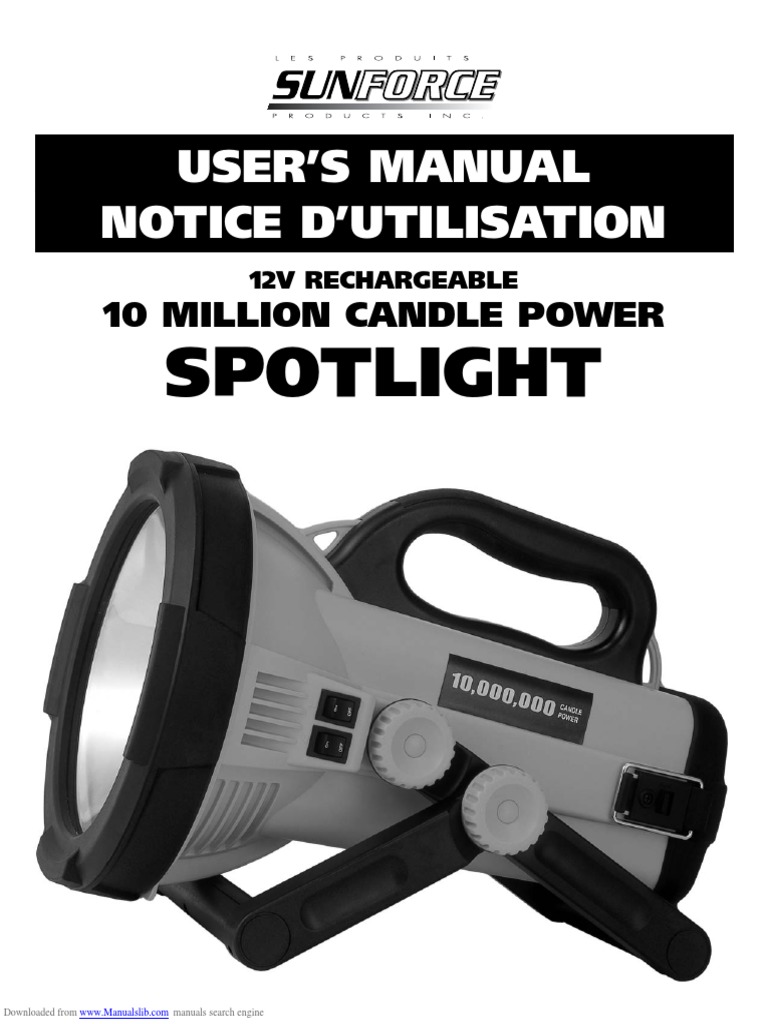 10 Million Candlepower Spotlight Manual | PDF | Ac Power Plugs And ...