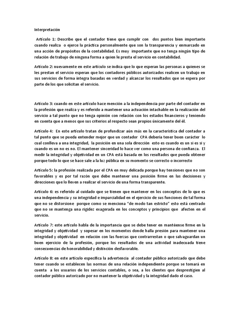 Interpretacion de Ley 26 CPA | PDF | Contabilidad | Contador