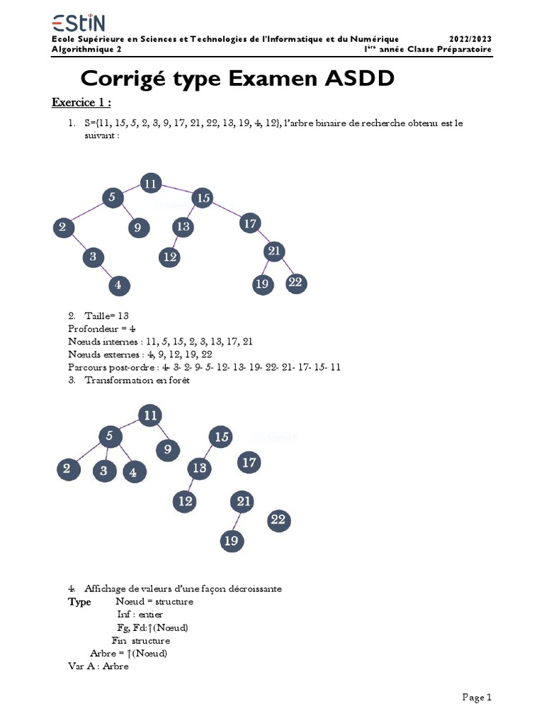 Corrigé Examen Algorithmique 2 | PDF | Informatique | Informatique théorique