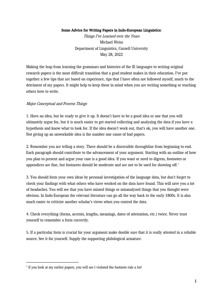 Writing Tips for Indo-European Papers | PDF | Linguistics | Greek Language