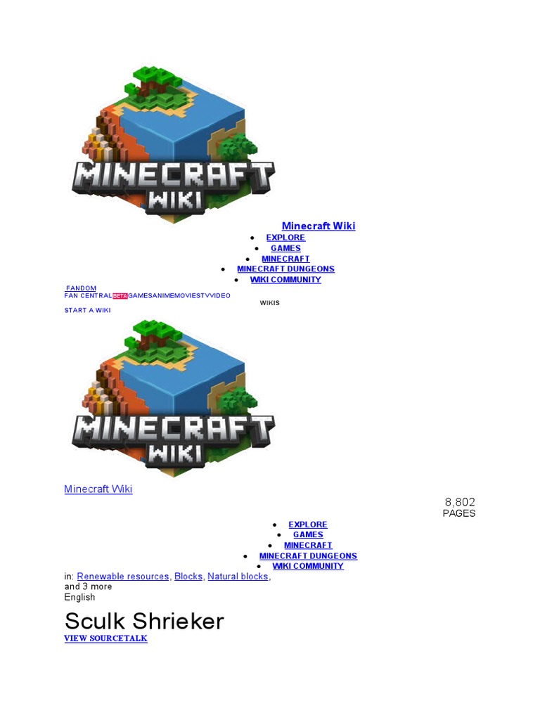 Sculk Shrieker | PDF | Minecraft