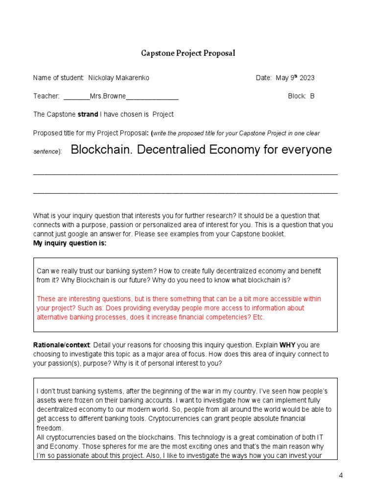 Capstone Project Proposal Final Student Fillable | PDF | Usability | Cryptocurrency
