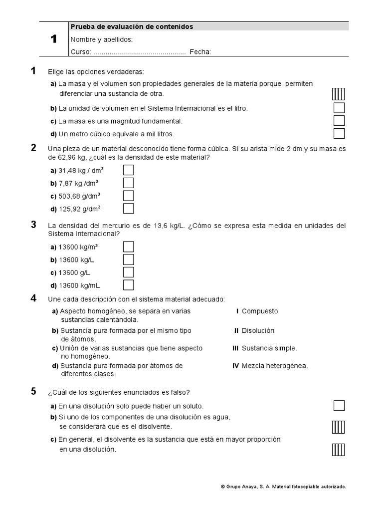 FisQuim2e U01 | PDF | Mezcla | Concentración
