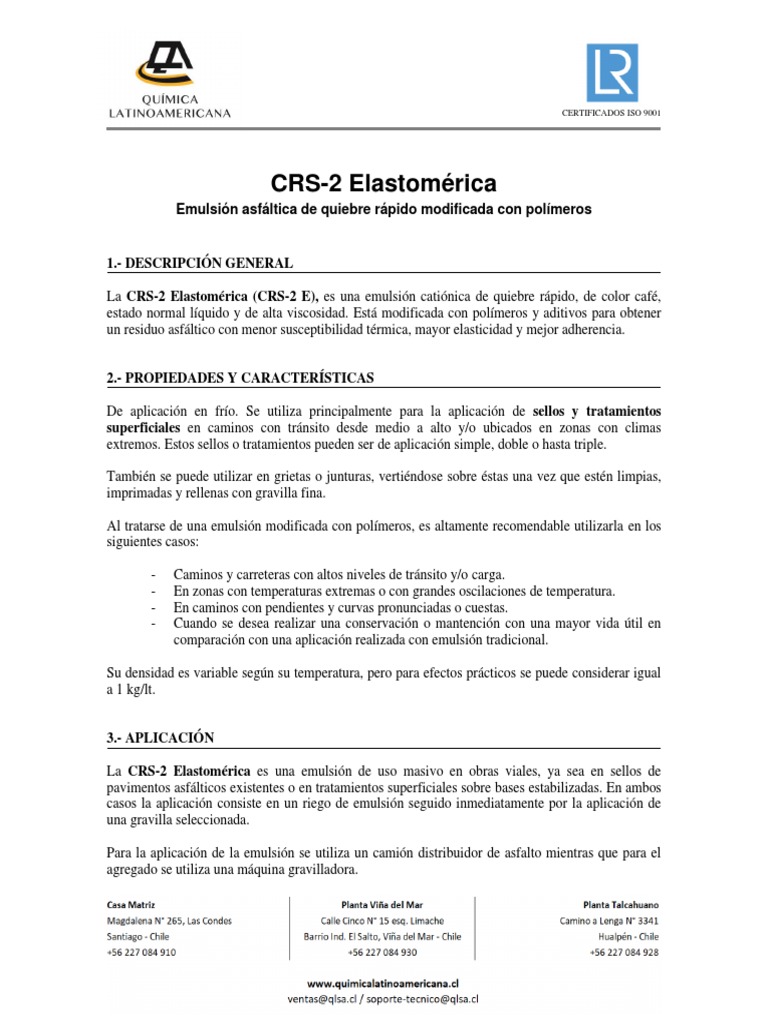 CRS 2 e | PDF | Emulsión | Agua