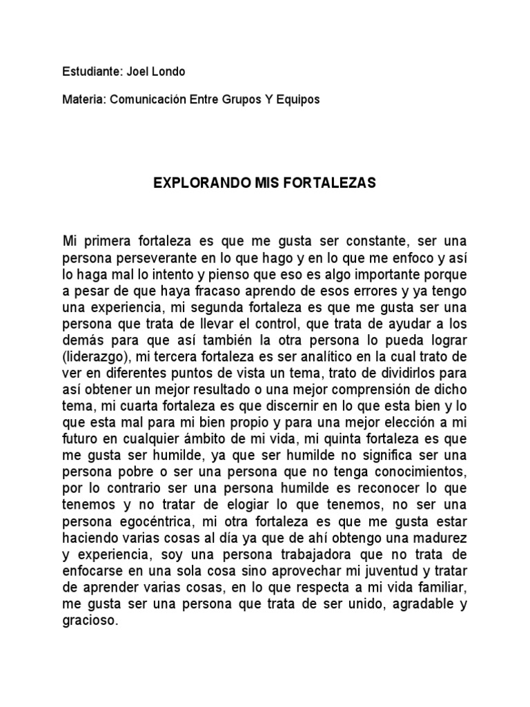 Explorando Mis Fortalezas | PDF