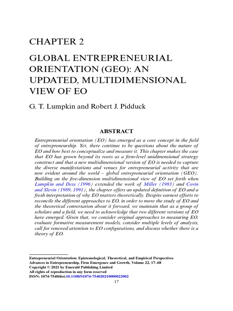 Global Entrepreneurial Orientation | PDF | Entrepreneurship | Autonomy