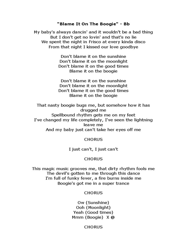 Blame It On The Boogie - Lyrics | PDF | Art
