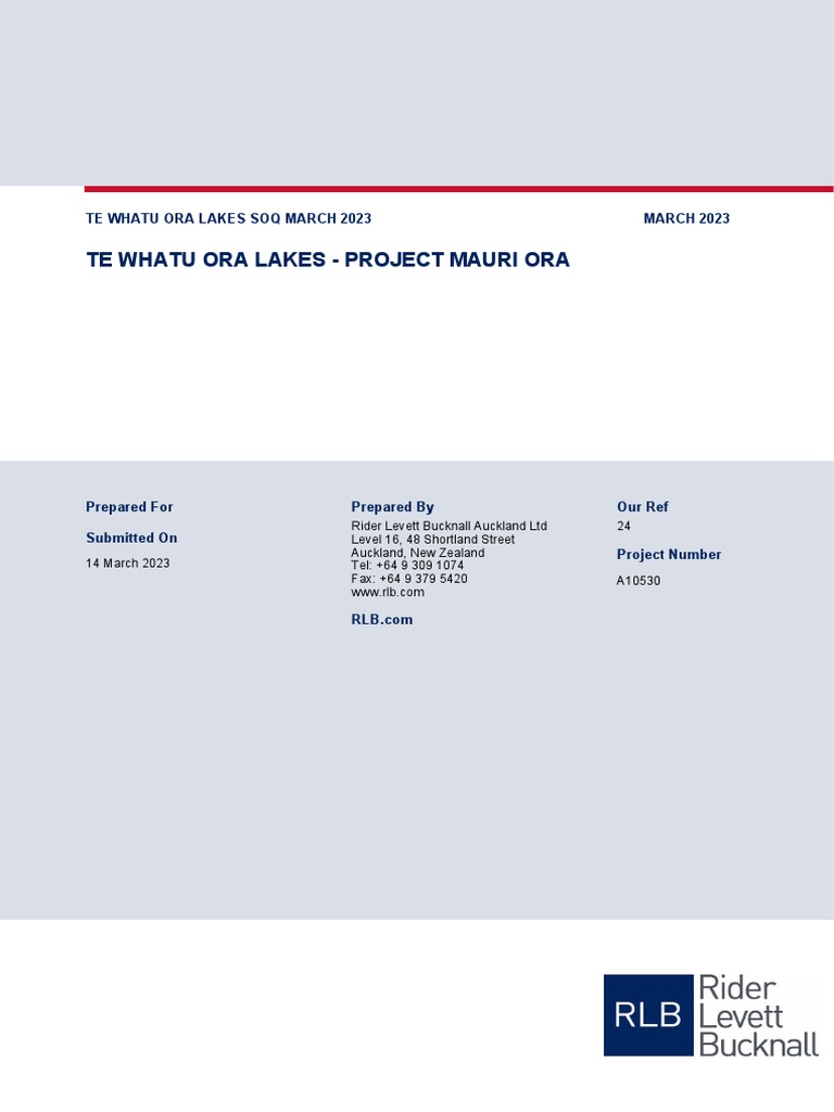 A10530 Te Whatu Ora Lakes Project Mauri Ora SoQ March 2023 Excel ...
