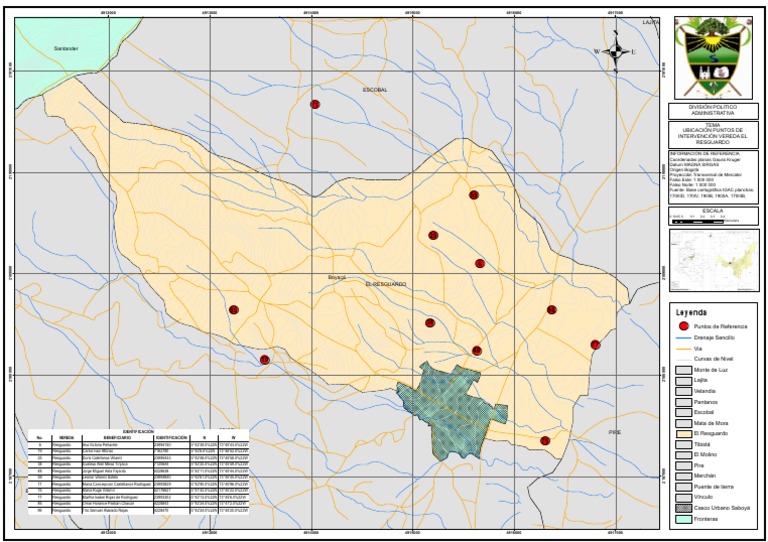 Mapa de Intervención Vereda El Resguardo | PDF | Notación Matemática | Geografía