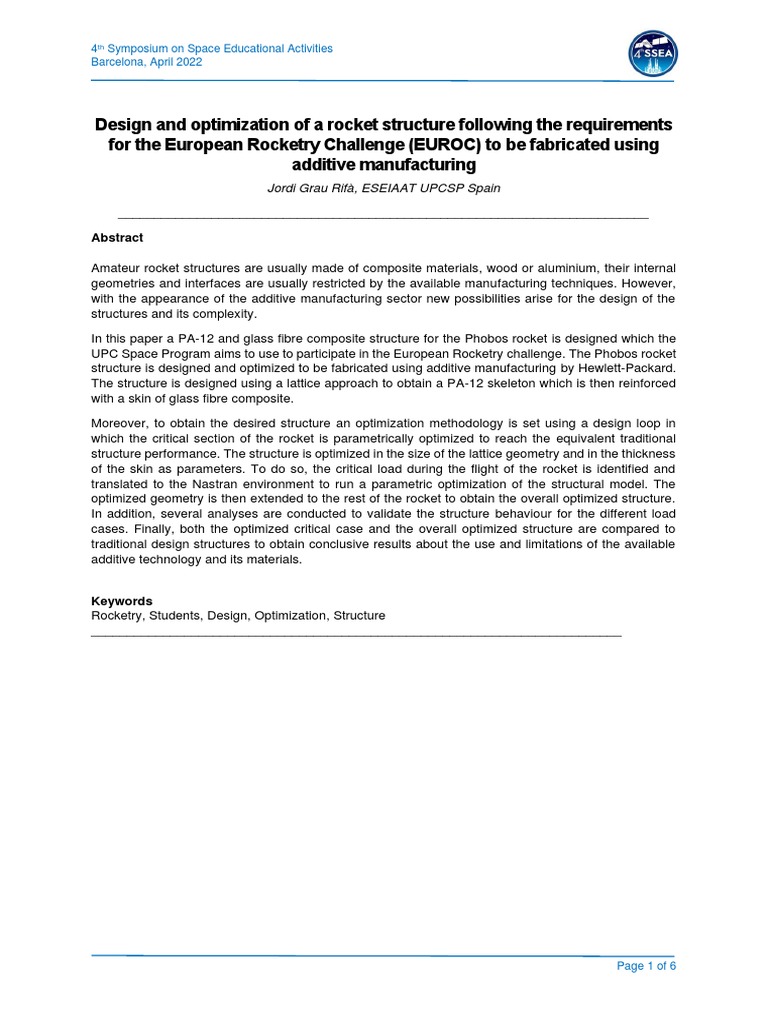 Rocket Structure Optimization for EUROC | PDF | Composite Material ...