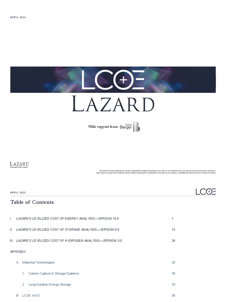Lazard Levelized Cost of Energy LCOE 1681791870 | PDF | Solar Power ...