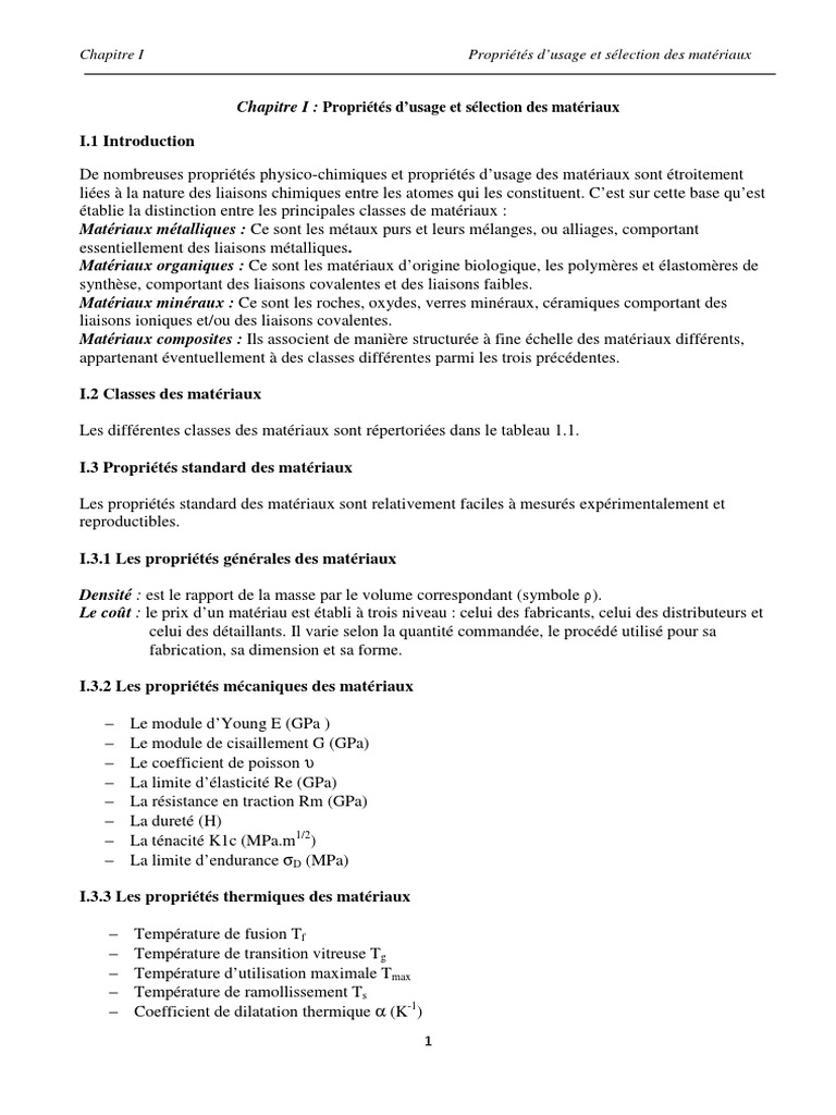 Sélection et propriétés des matériaux | PDF | Science des matériaux ...