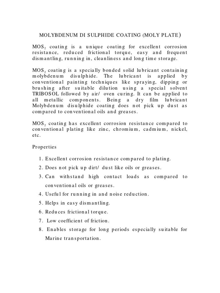 Moly Coating | PDF