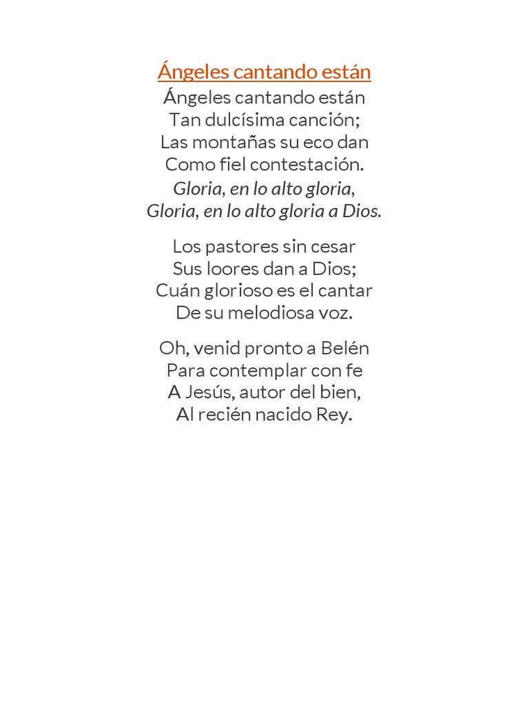 Letras de "Ángeles Cantando Están" | PDF | Navidad | Jesús