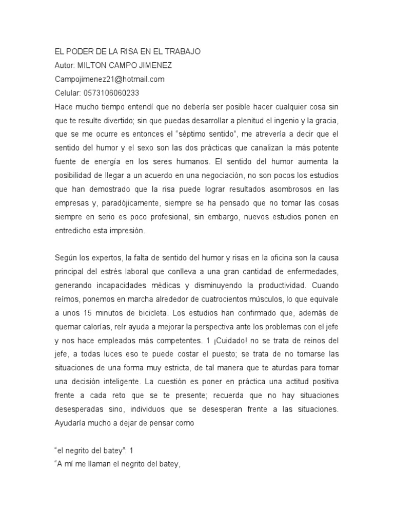 El Poder de La Risa en El Trabajo | PDF | Humor | La risa