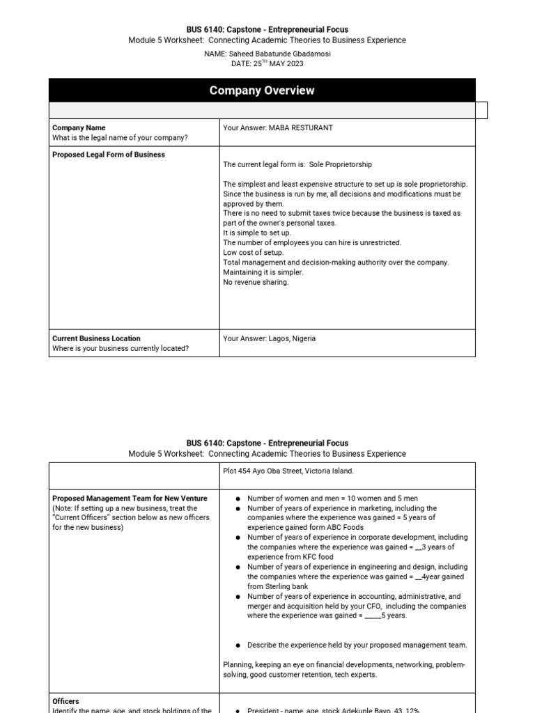 BUS - 6140 - Module - 5 - Worksheet Saheed | PDF | Business Economics ...