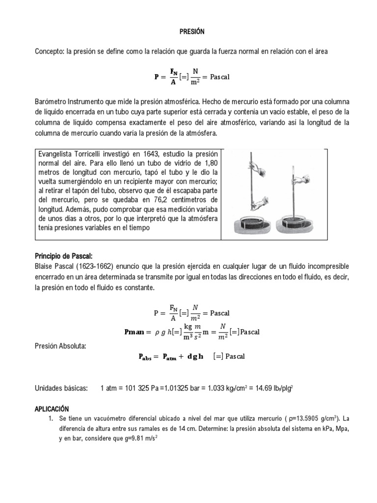 Presión y Temperatura | PDF | Pascal (Unidad) | Presión