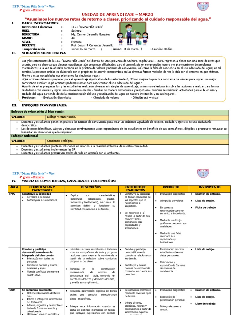 Unidad Con Experiencia de Aprendizaje 2023 | PDF | Aprendizaje | Evaluación