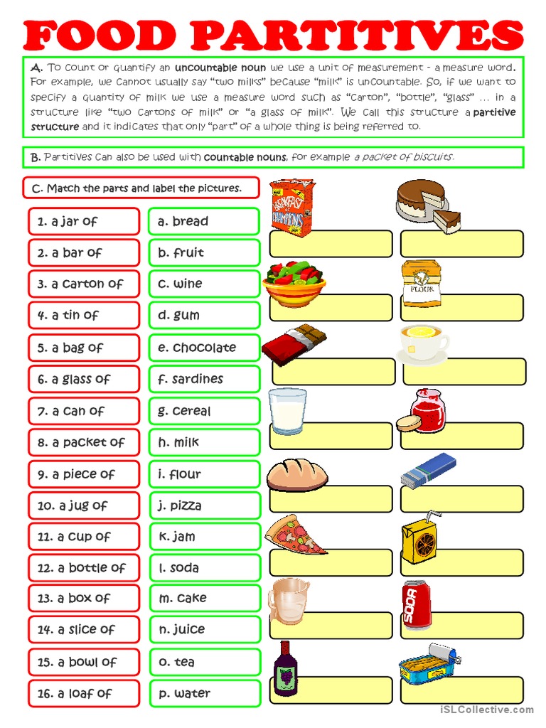FOOD PARTITIVES - A Box Of, A Bunch of ... | PDF | Quantity | Cakes