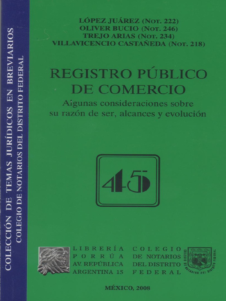 45 Registro Publico de Comercio | PDF | Sociedad de responsabilidad limitada | Propiedad