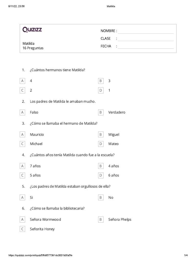 Matilda prueba 2 | PDF