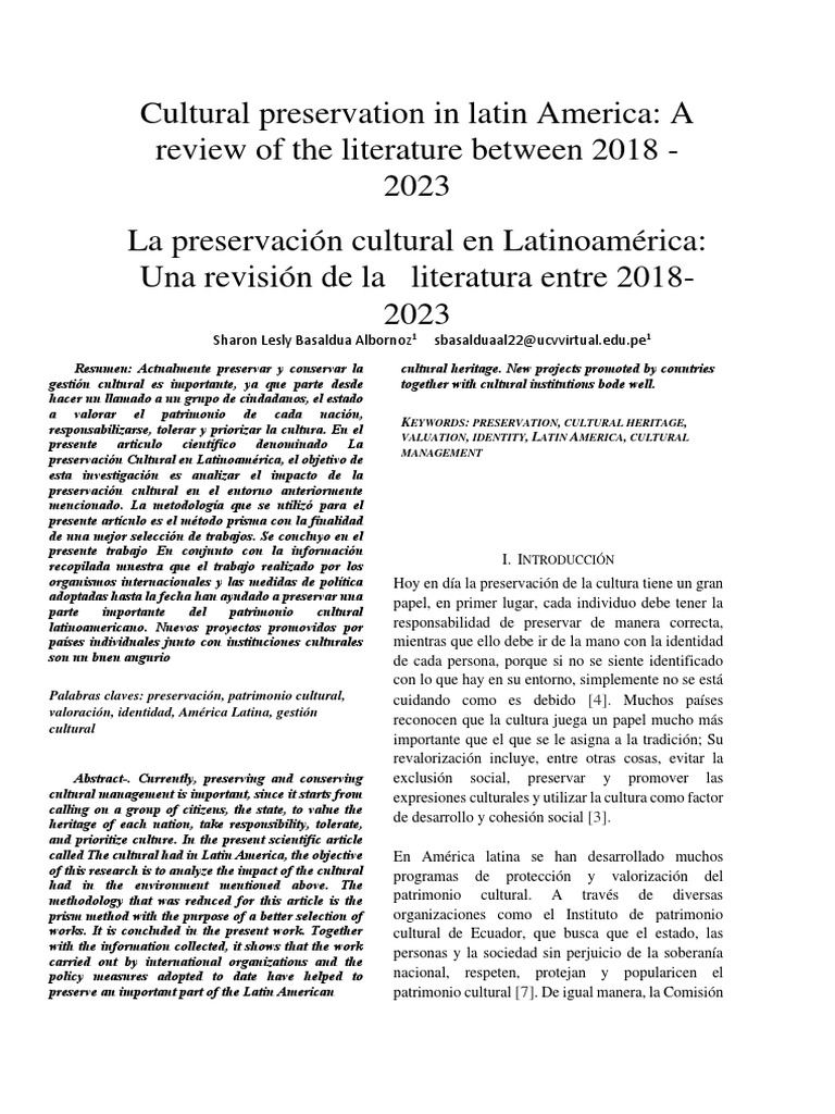 Preservación Cultural en Latinoamérica | PDF | America latina | Patrimonio cultural