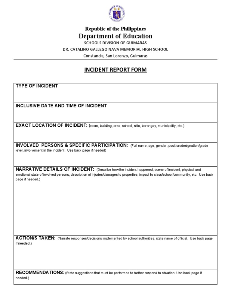Incident Report Form2 | PDF