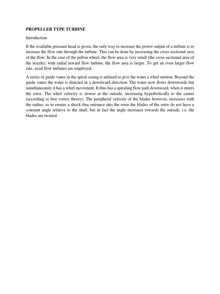 Propeller Type Turbine Mechanics Explained | PDF | Turbine | Applied ...