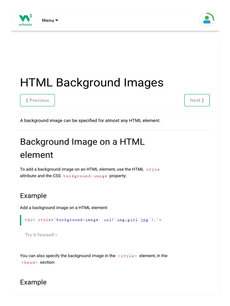 HTML Background Images | PDF | Html | Bootstrap (Front End Framework)